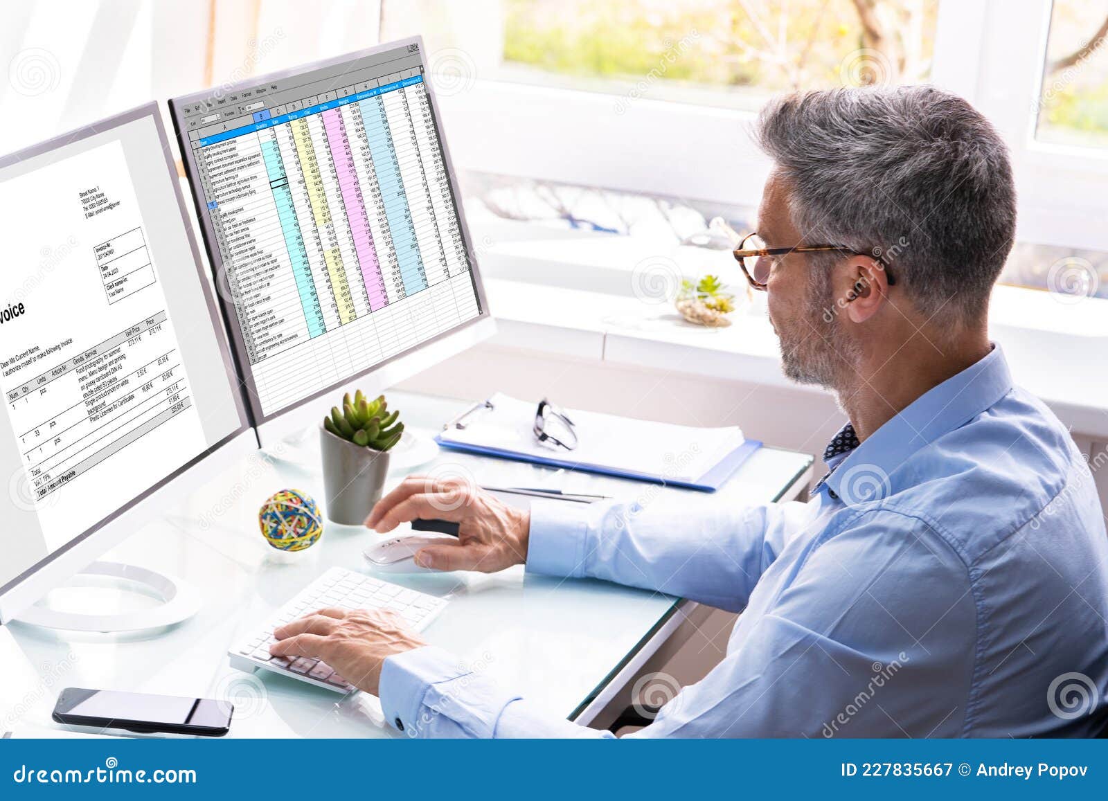 Medical Bill Manager in Office. Electronic Accounting Stock Image ...