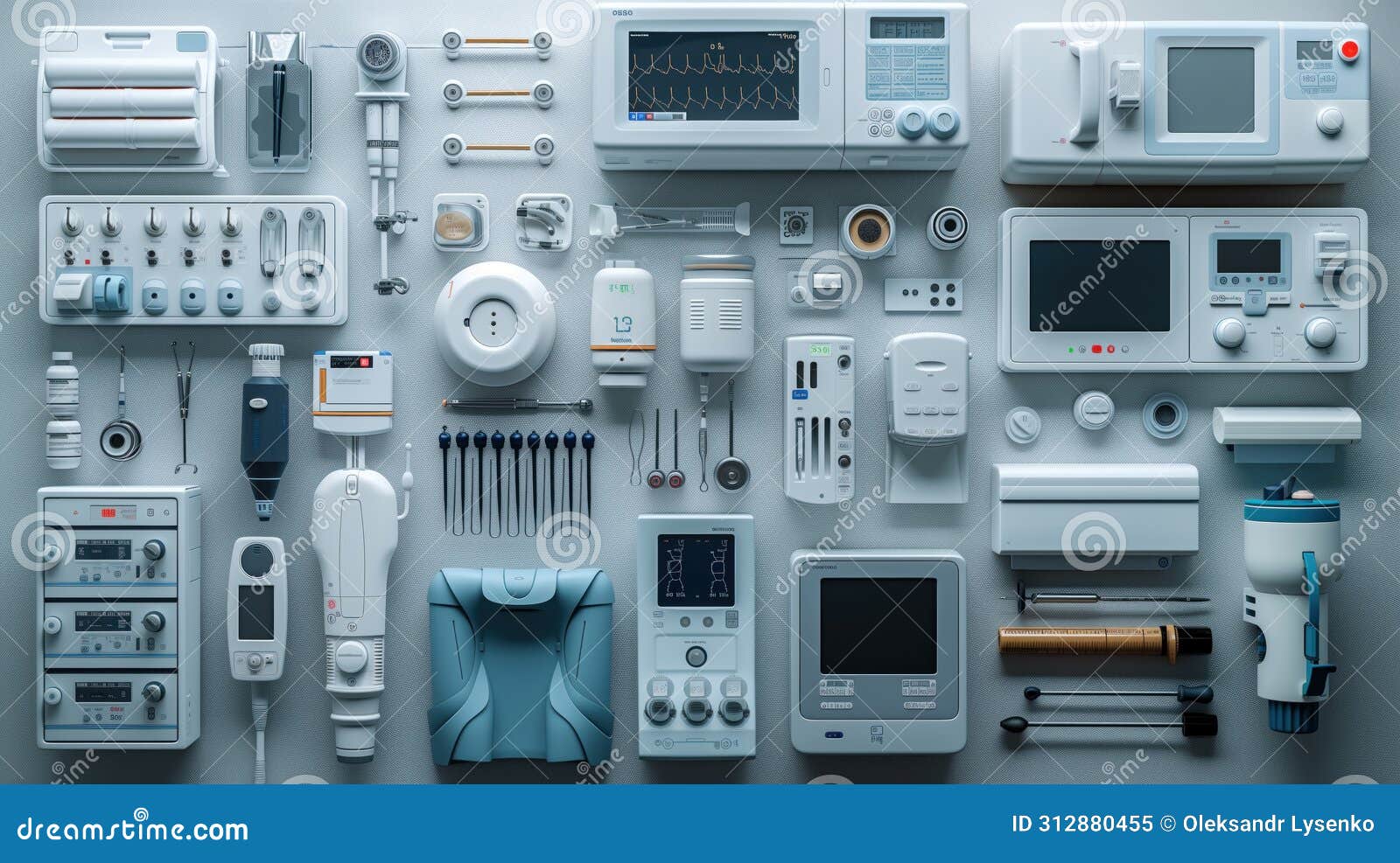 Electronic Medical Instruments Top View Stock Illustration ...