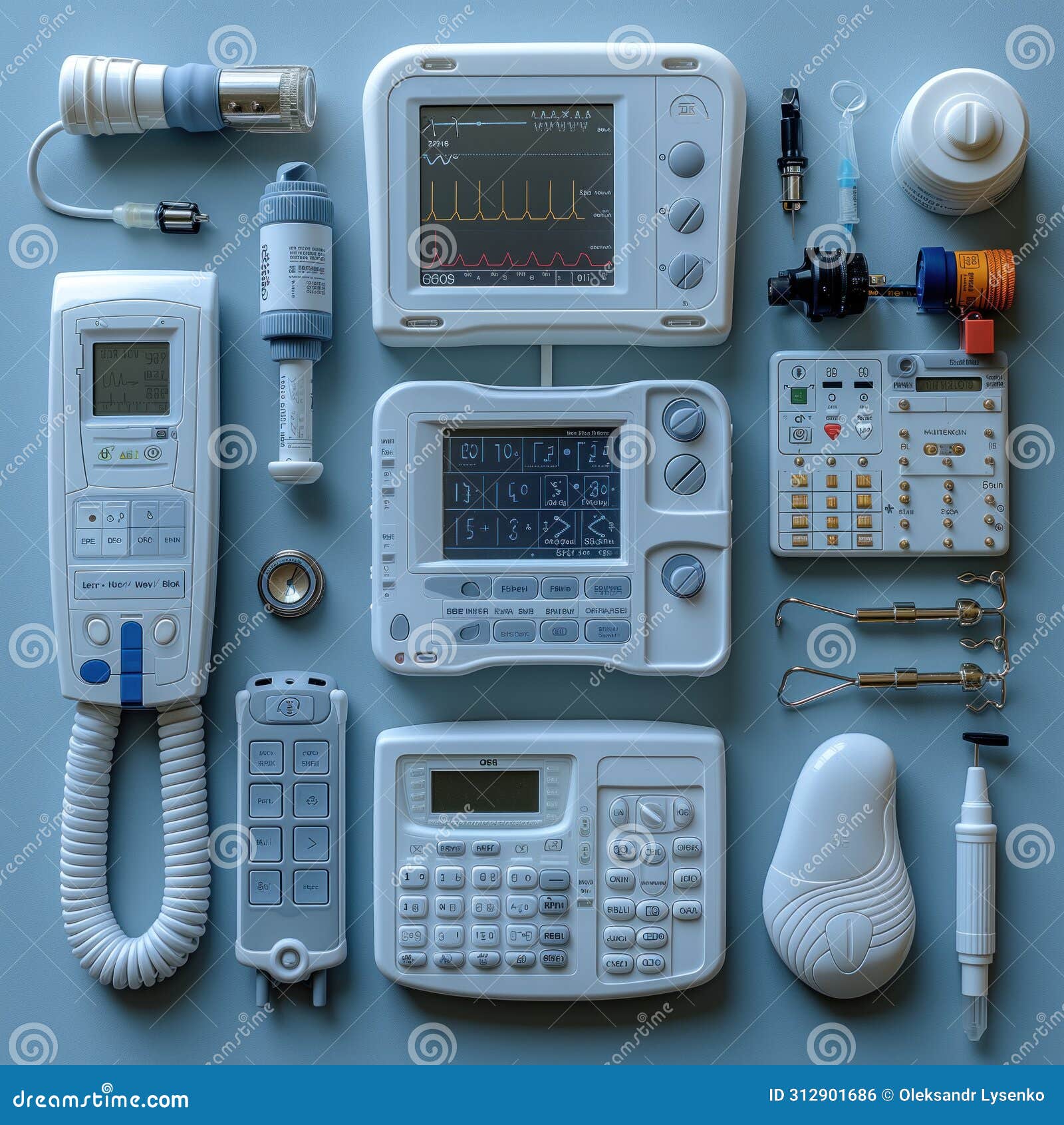 Electronic Medical Instruments Top View Stock Illustration ...