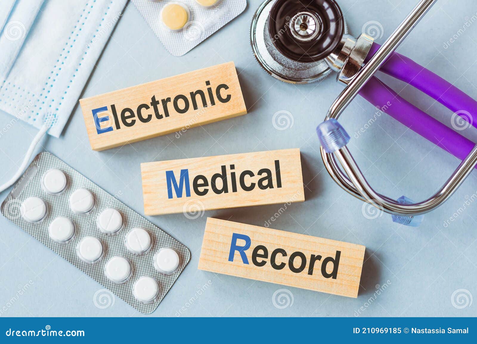 Electronic Medical Record Words on Wooden Blocks. Medical Concept Stock ...