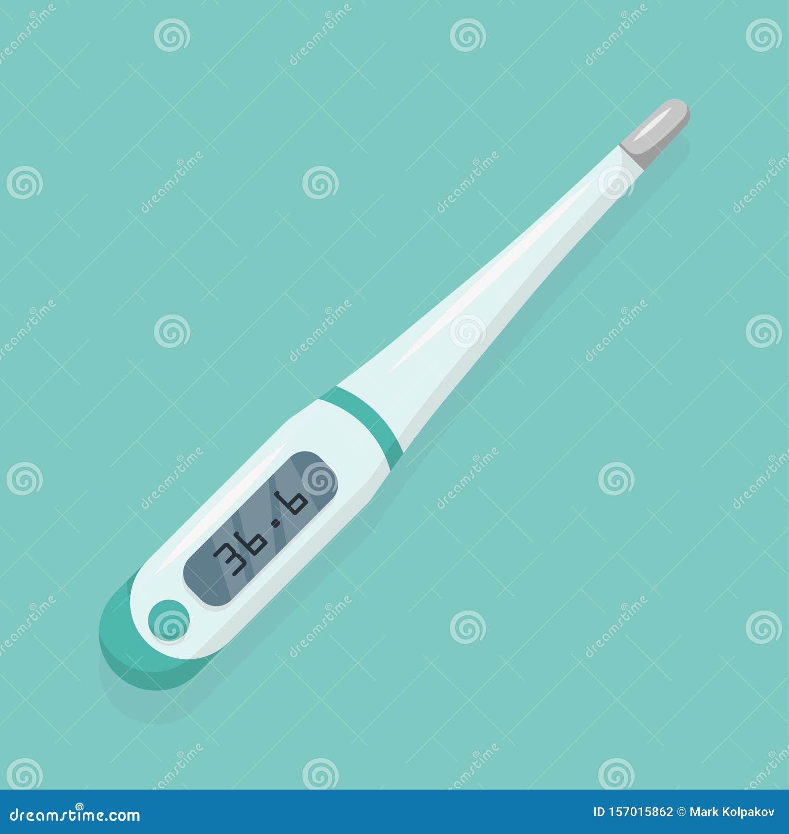Electronic Medical Thermometer with Shadow, Illustration Stock ...