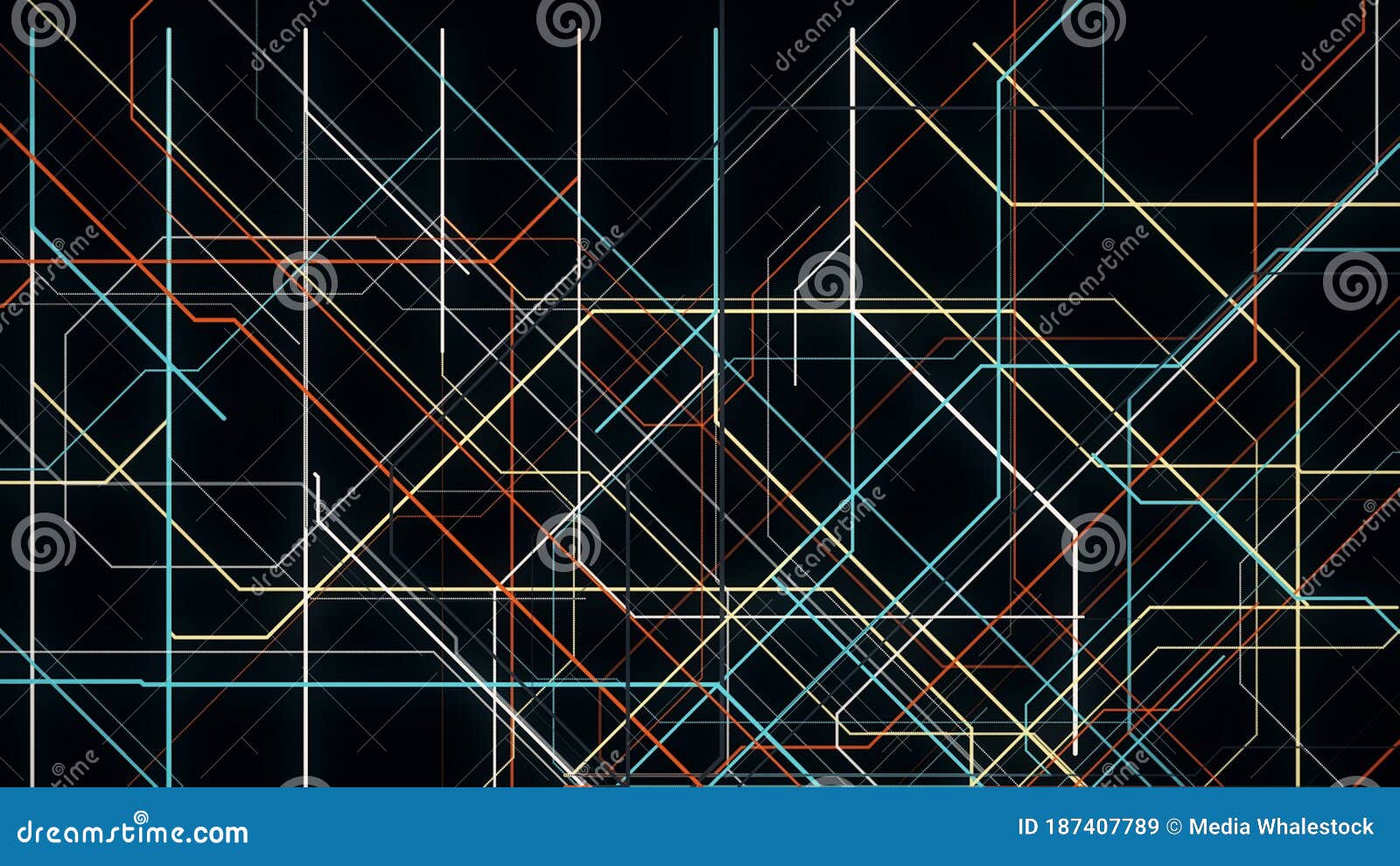 Electronic Metro Map. Animation. Neon Lines Move Along Specified Route ...