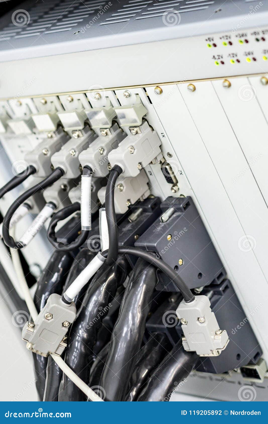 Electronic Module with a Lot of Connected Cables and Connectors. Stock ...