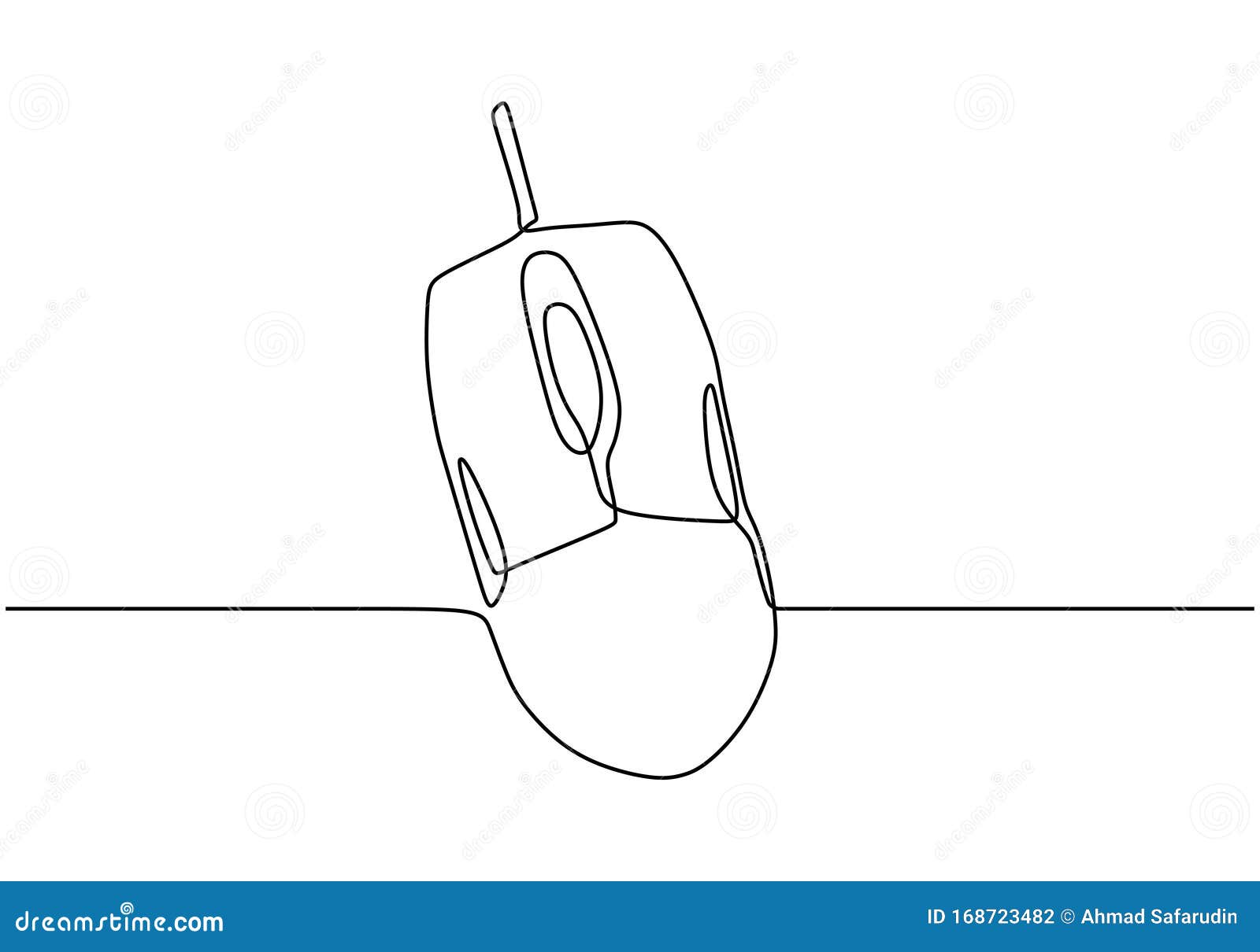 Electronic Mouse One Line Drawing. Continuous Hand Drawn Sketch Contour ...