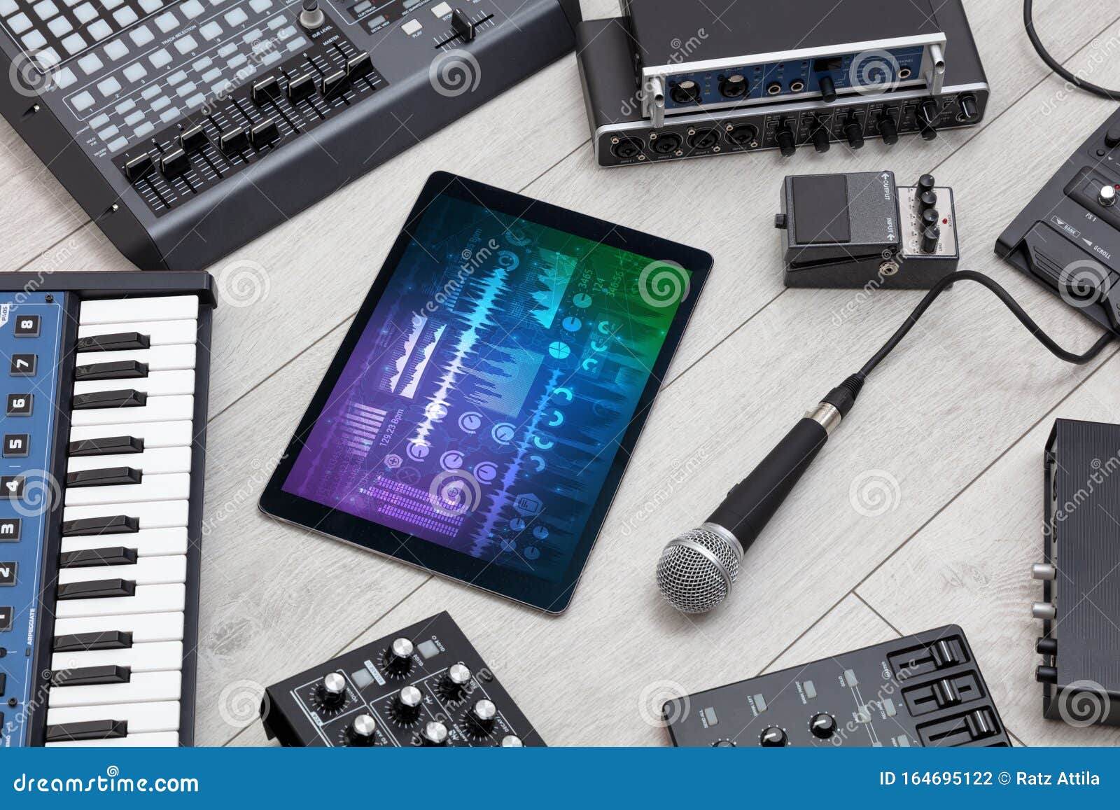 Electronic Music Instruments and Tablet with Reports Concept Stock ...