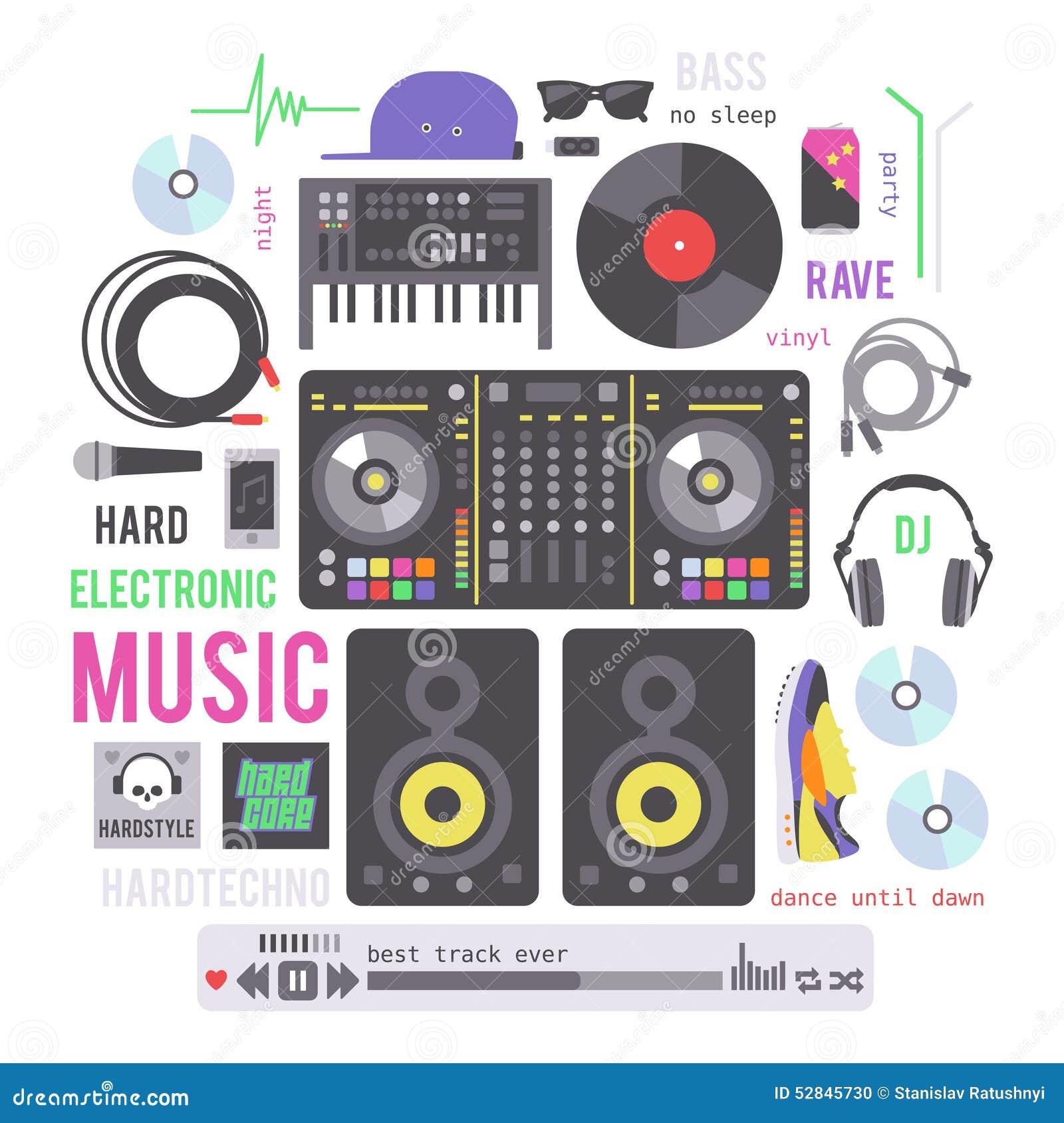 Electronic musical devices stock vector. Illustration of dance - 52845730