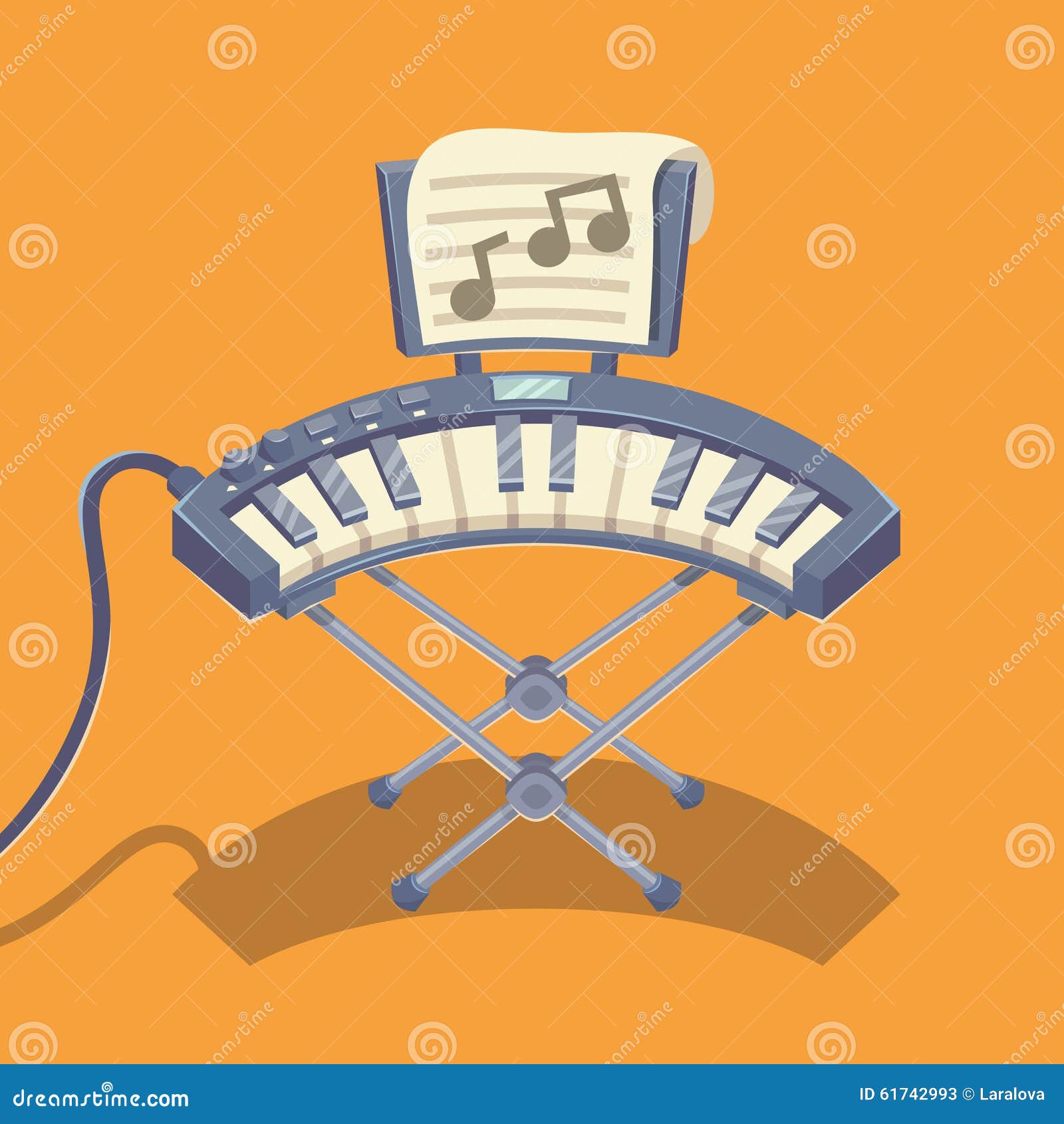 Electronic Musical Piano Keyboard Vector Illustration, Flat Cartoon ...