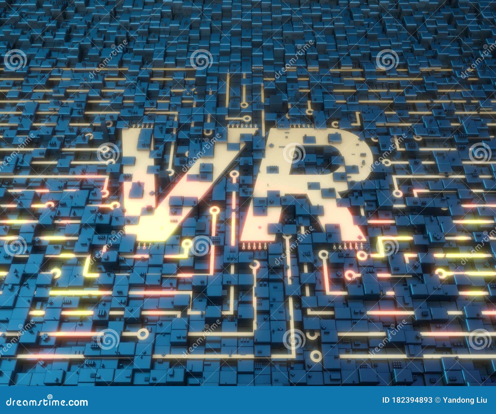 Electronic Network Technology Circuit Board and VR, Virtual Reality ...