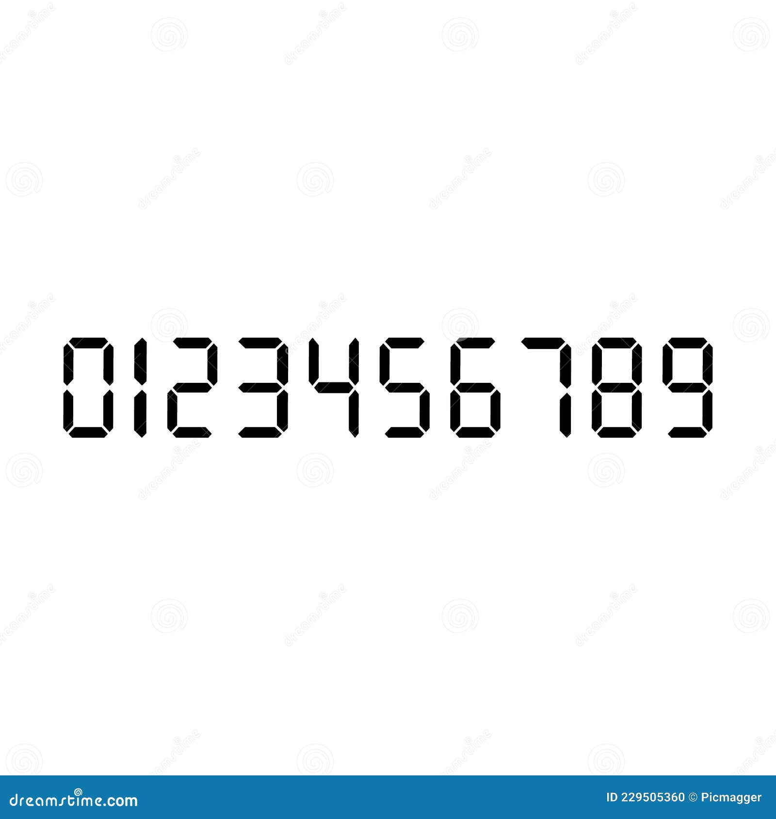 Electronic Numbers Isolated on White Background. Stock Vector ...