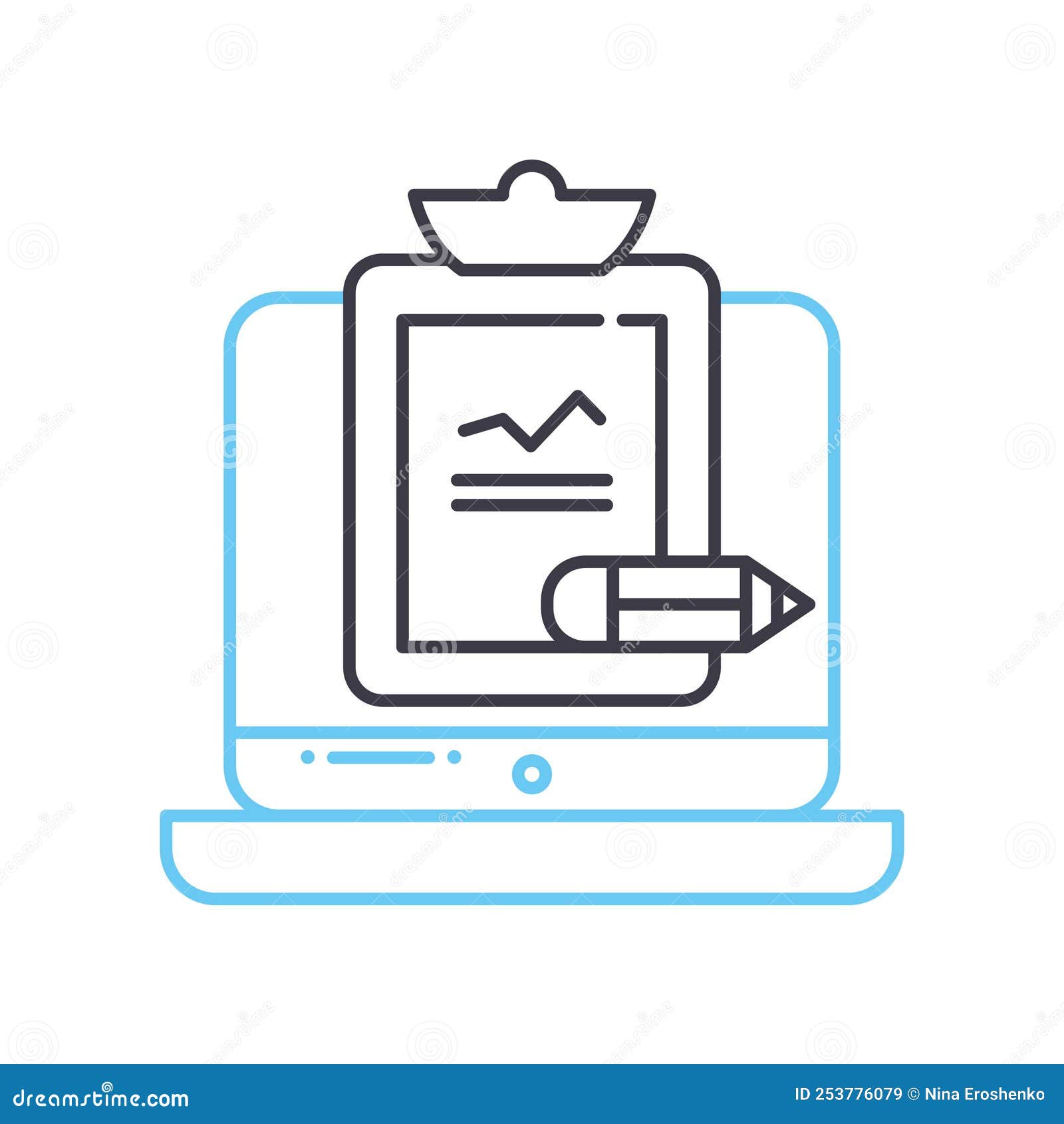 Electronic Order Line Icon, Outline Symbol, Vector Illustration ...