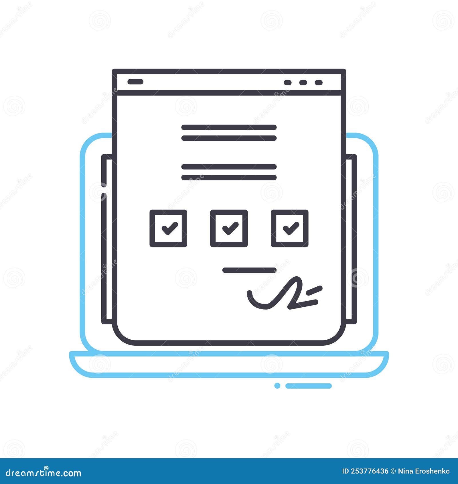 Electronic Order Line Icon, Outline Symbol, Vector Illustration ...