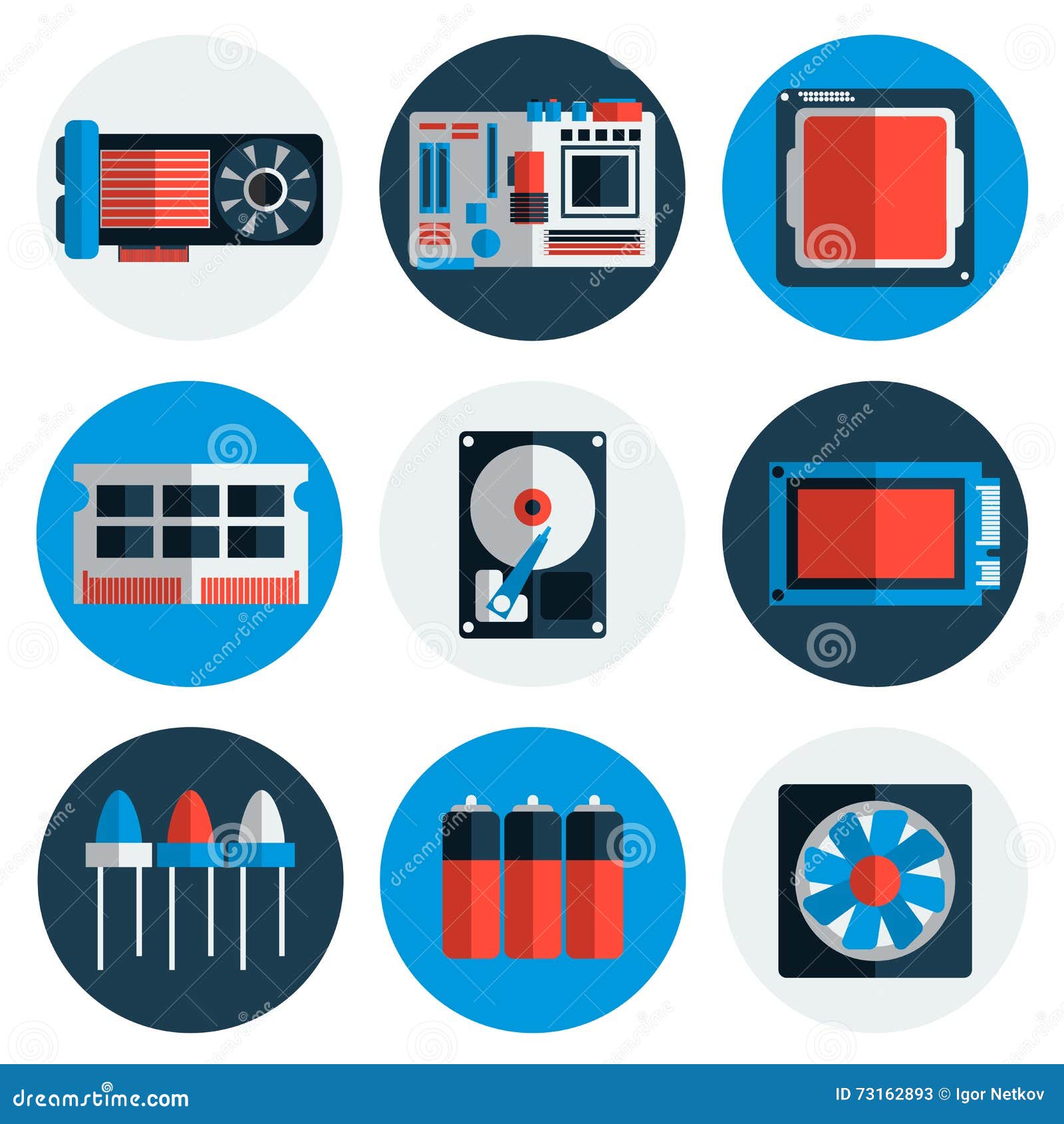 Electronic Parts Flat Icons Stock Vector - Illustration of equipment ...