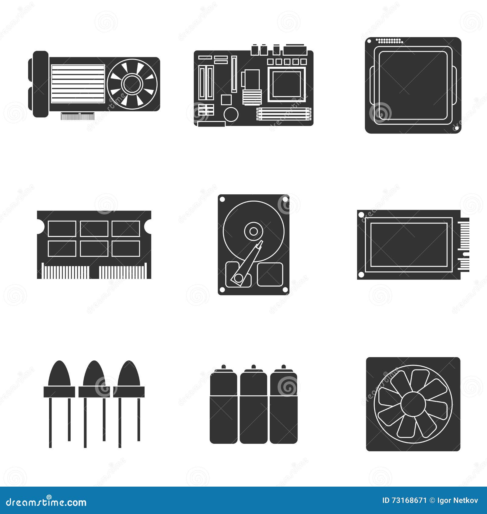 Electronic parts icons stock vector. Illustration of engineering - 73168671