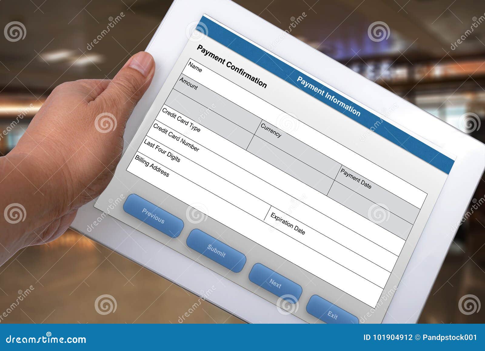 Electronic Payment Form on Tablet Computer. Stock Photo - Image of ...
