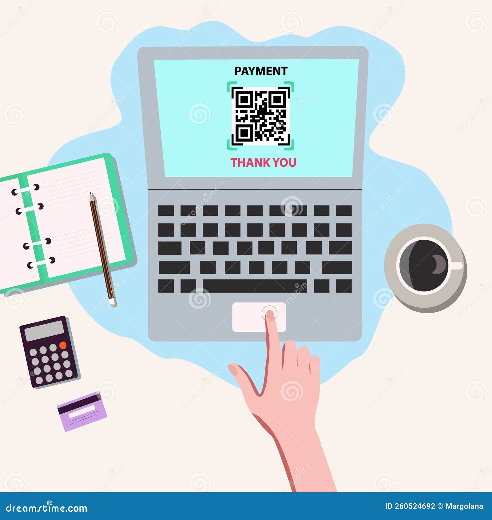 Electronic Payment with Qr Code Stock Vector - Illustration of internet ...
