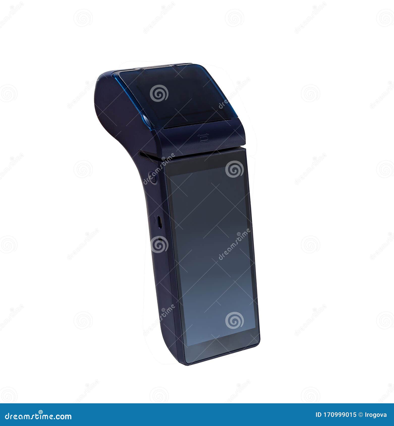Electronic Payment Terminal. the Case is Made of Blue Plastic Stock ...