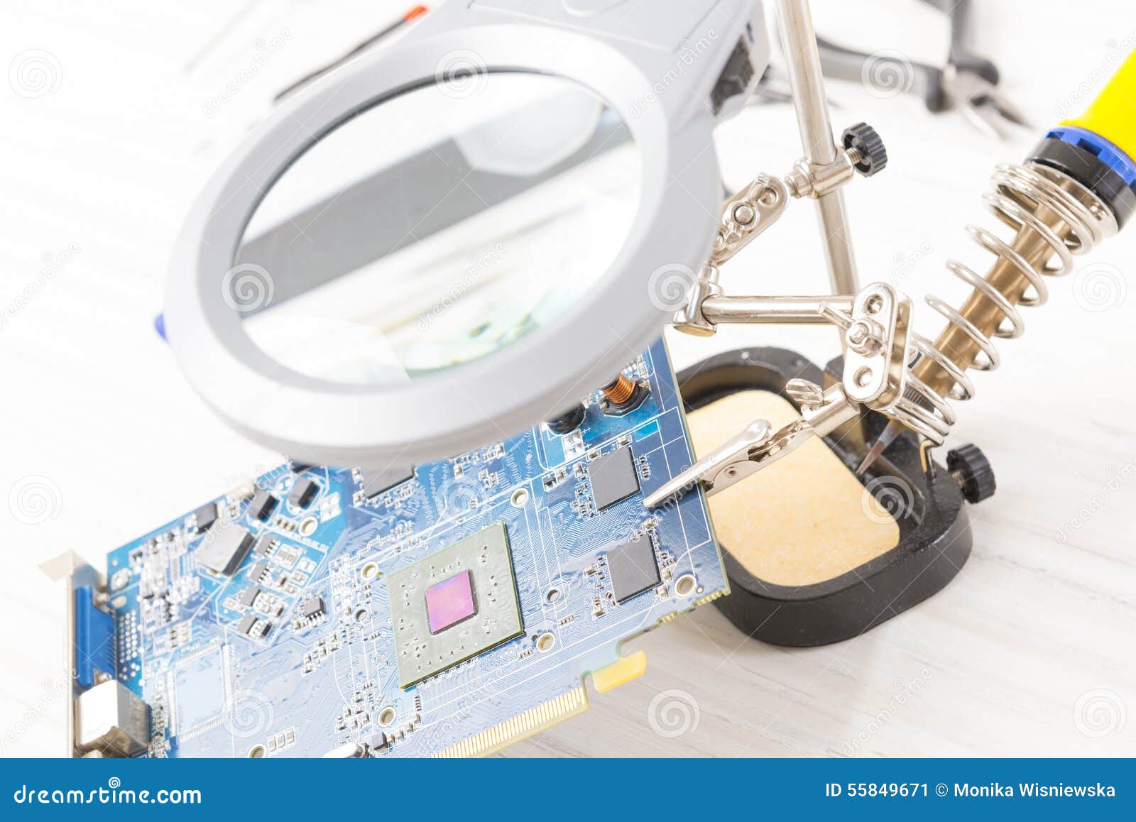 Electronic PCB on Third Hand Tool Stock Image - Image of impedance ...