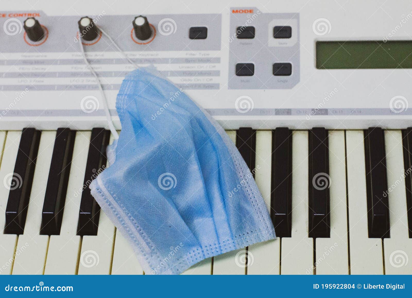 Electronic Piano Keyboard with Mask Stock Photo - Image of object ...