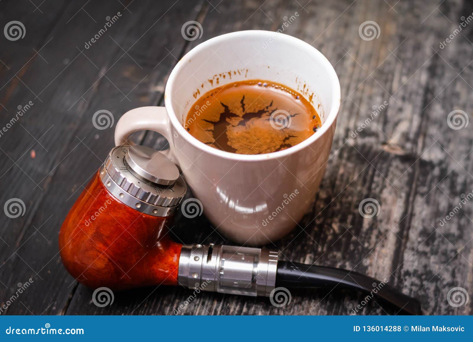 Electronic Pipe and Cup of Coffee Stock Photo - Image of caffeine ...