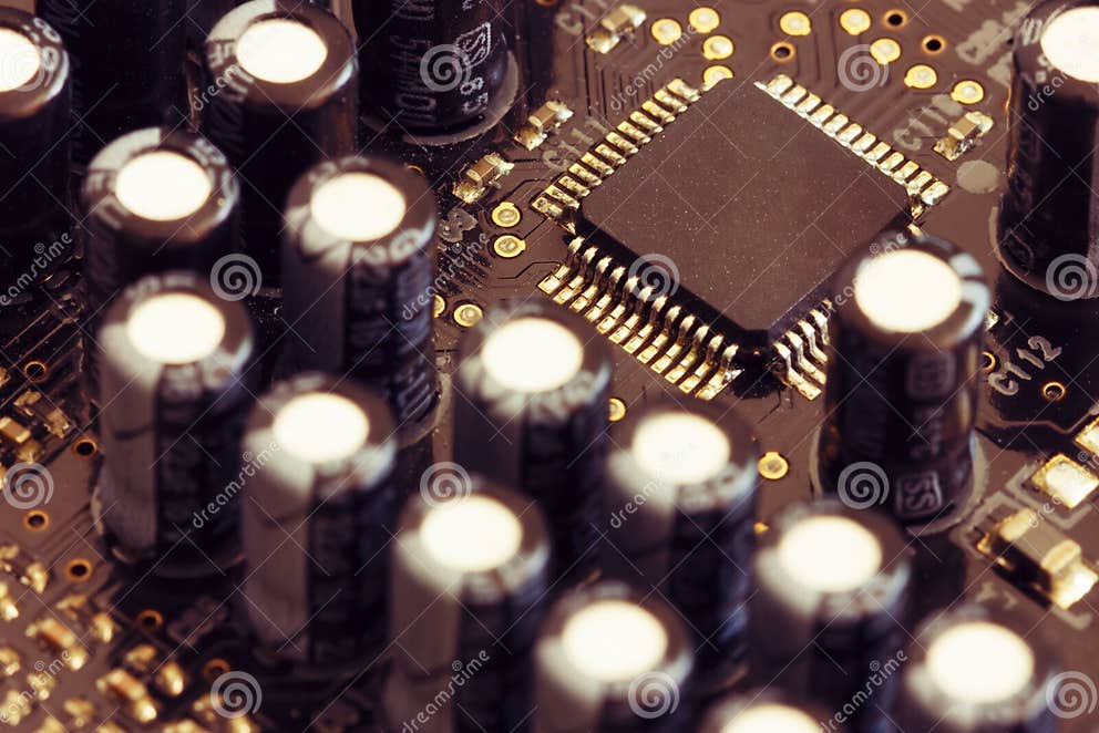 Electronic Plate with Processor Stock Photo - Image of connection ...