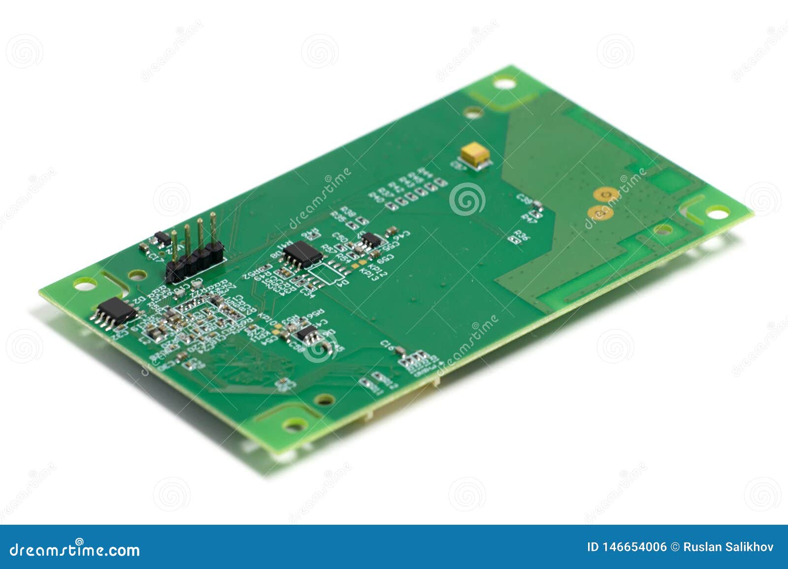 Electronic Printed Circuit Board with Chips and Other Components, Back ...