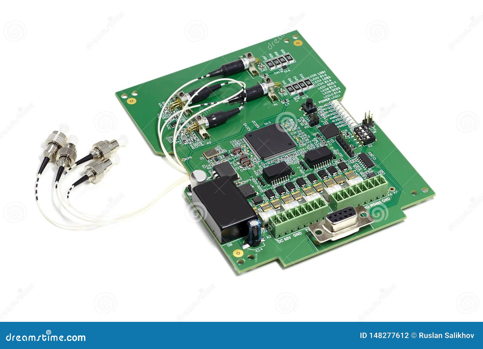 Electronic Printed Circuit Board with Microchip, Many Electrical ...