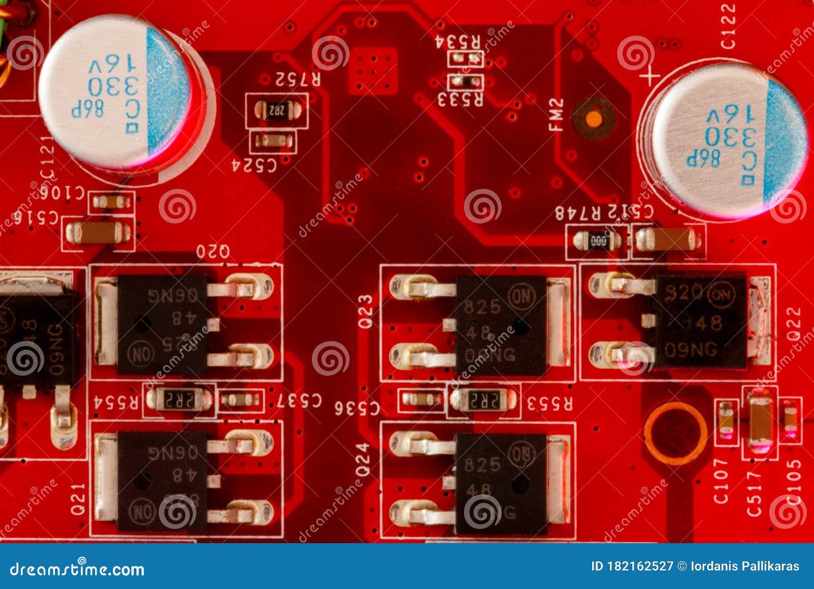 Electronic Printed Circuit Board in Red with Electronic Components- Top ...