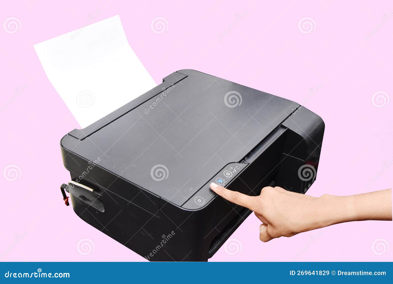 Electronic Printer Scan Machine with Hand Pink Background Stock Image ...