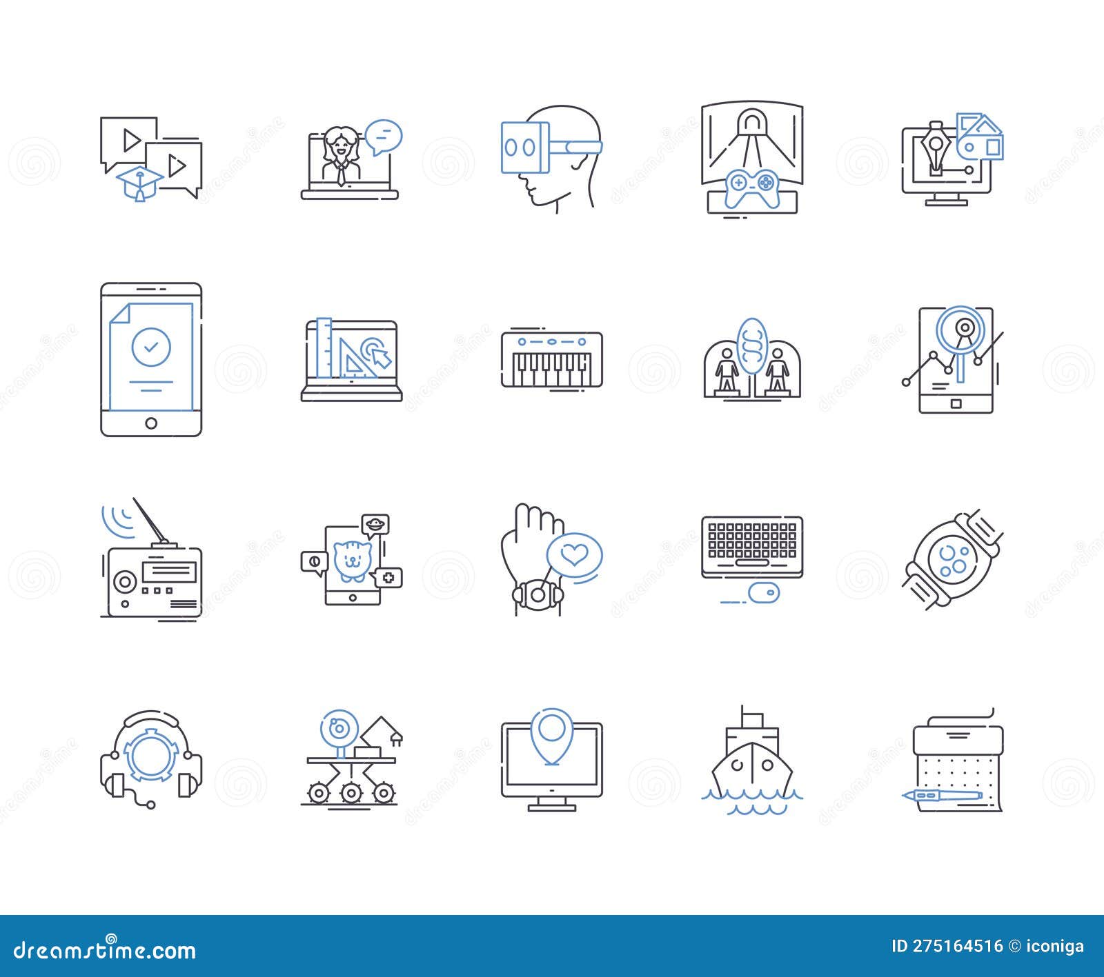 Electronic Production Outline Icons Collection. Electronics, Production ...