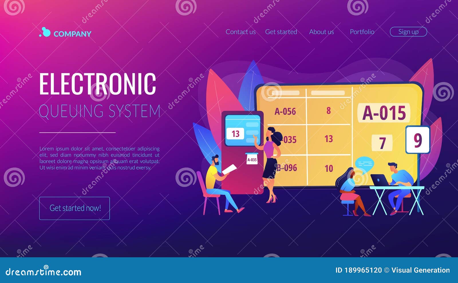 Electronic Queuing System Concept Landing Page Cartoon Vector ...