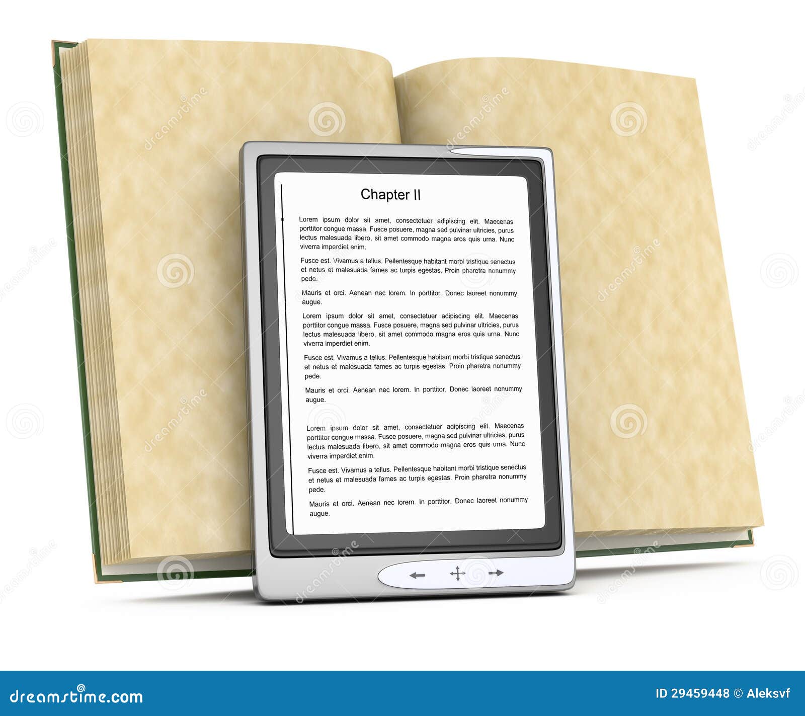 Electronic Reader and Open Book Stock Illustration - Illustration of ...