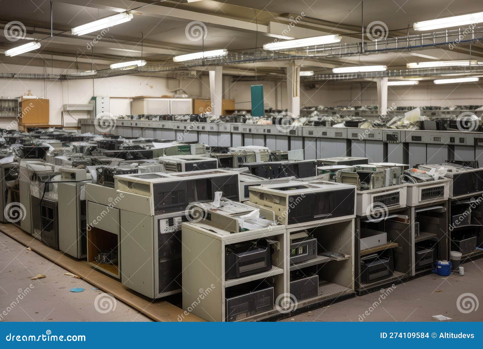 Electronic Recycling Center, with Bins for Different Types of E-waste ...