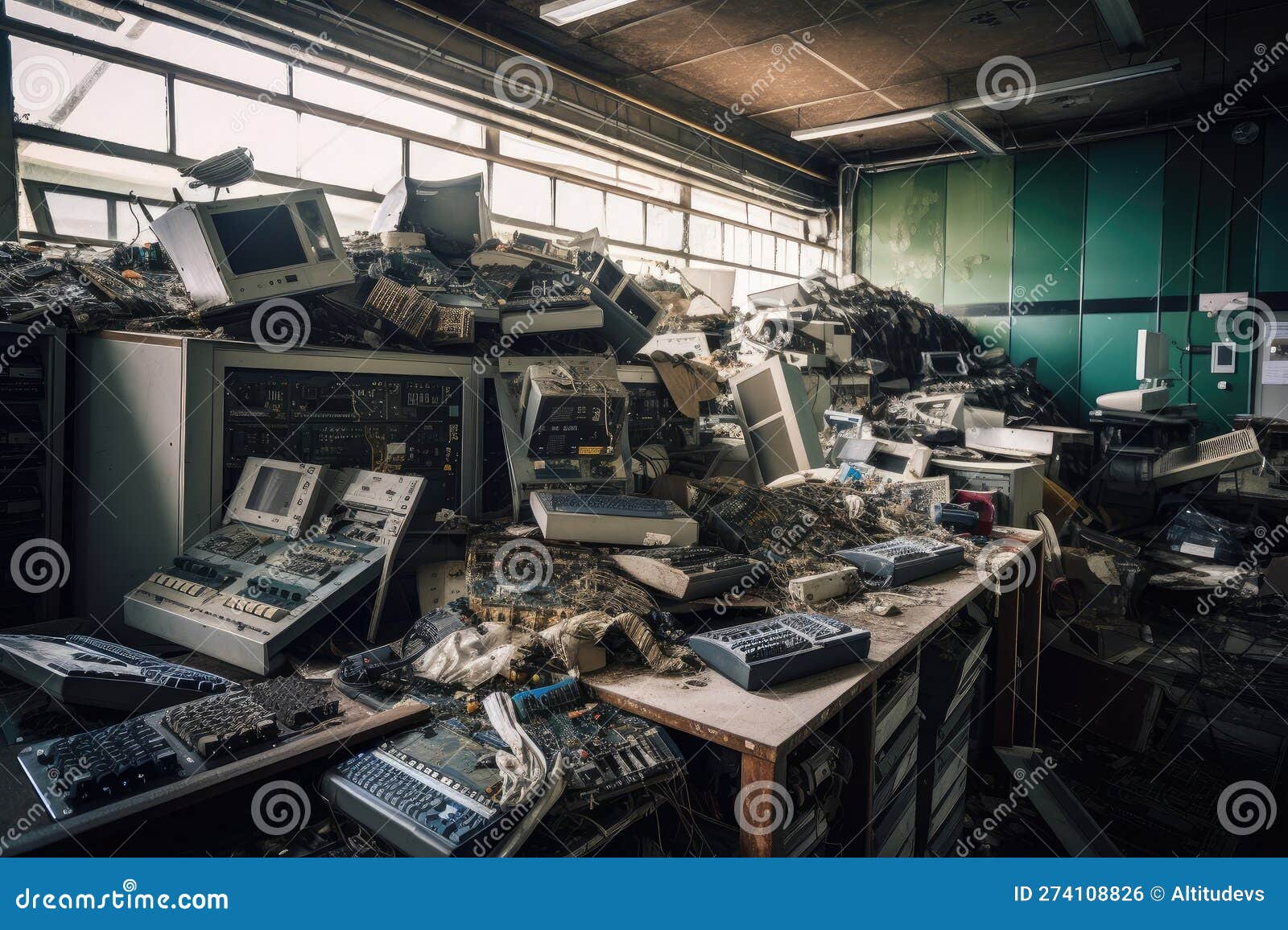 Electronic Recycling Center, with E-waste Being Sorted and Recycled ...