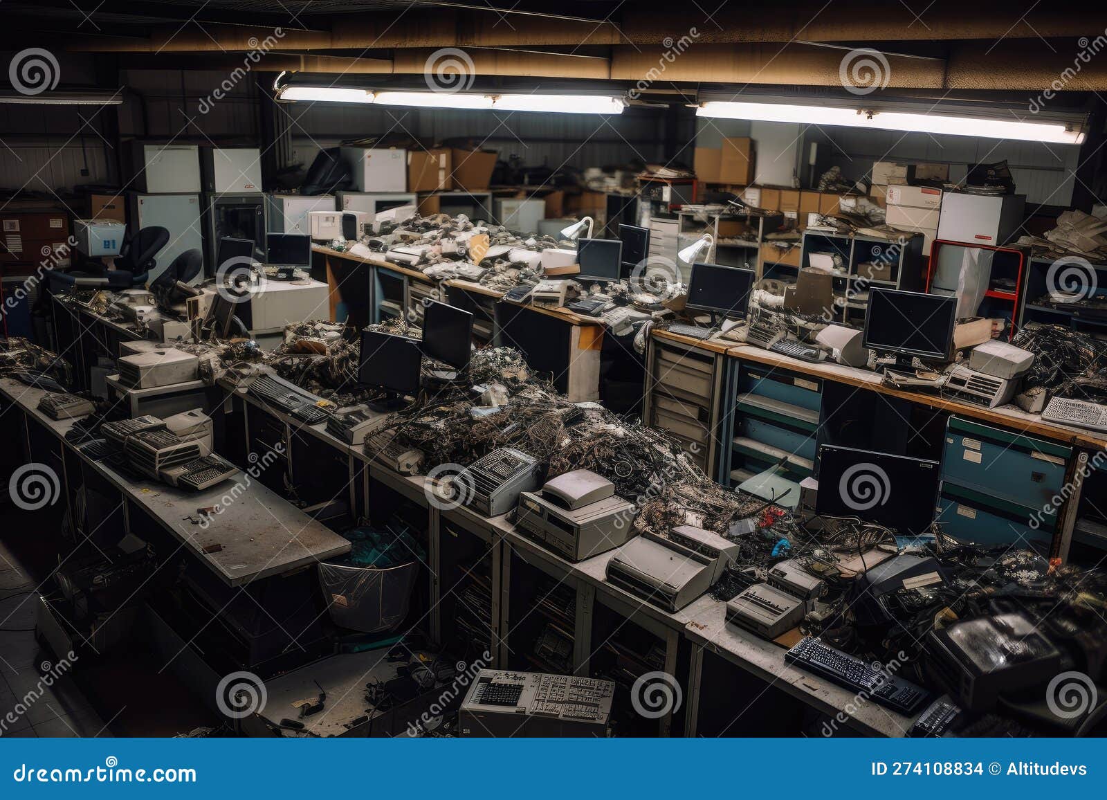 Electronic Recycling Center, with E-waste Being Sorted and Recycled ...