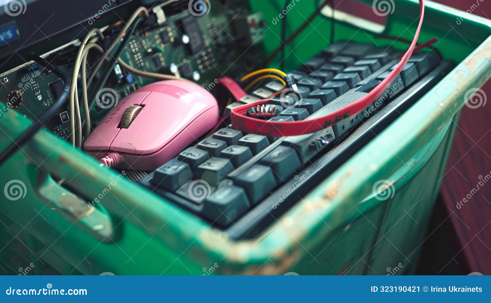 Electronic Recycling and Decluttering Concept. Pink Computer Mouse ...
