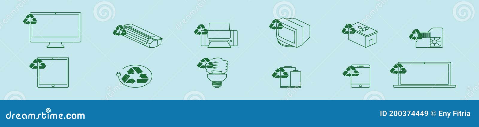 Electronic Recycling Set. Design Template With Various Models. Vector ...