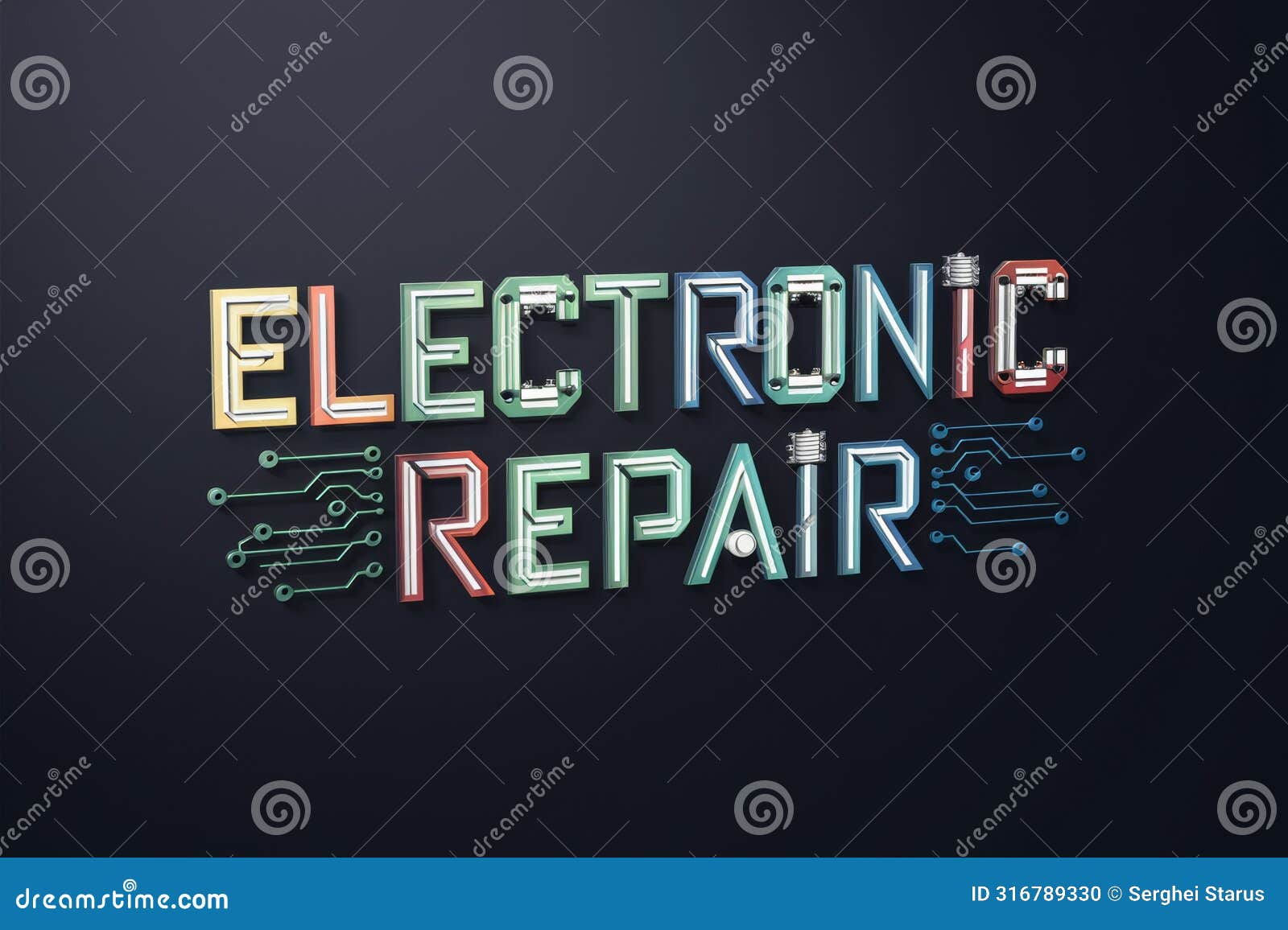Electronic Repair Logo with Colorful Electronic Components, AI Stock ...
