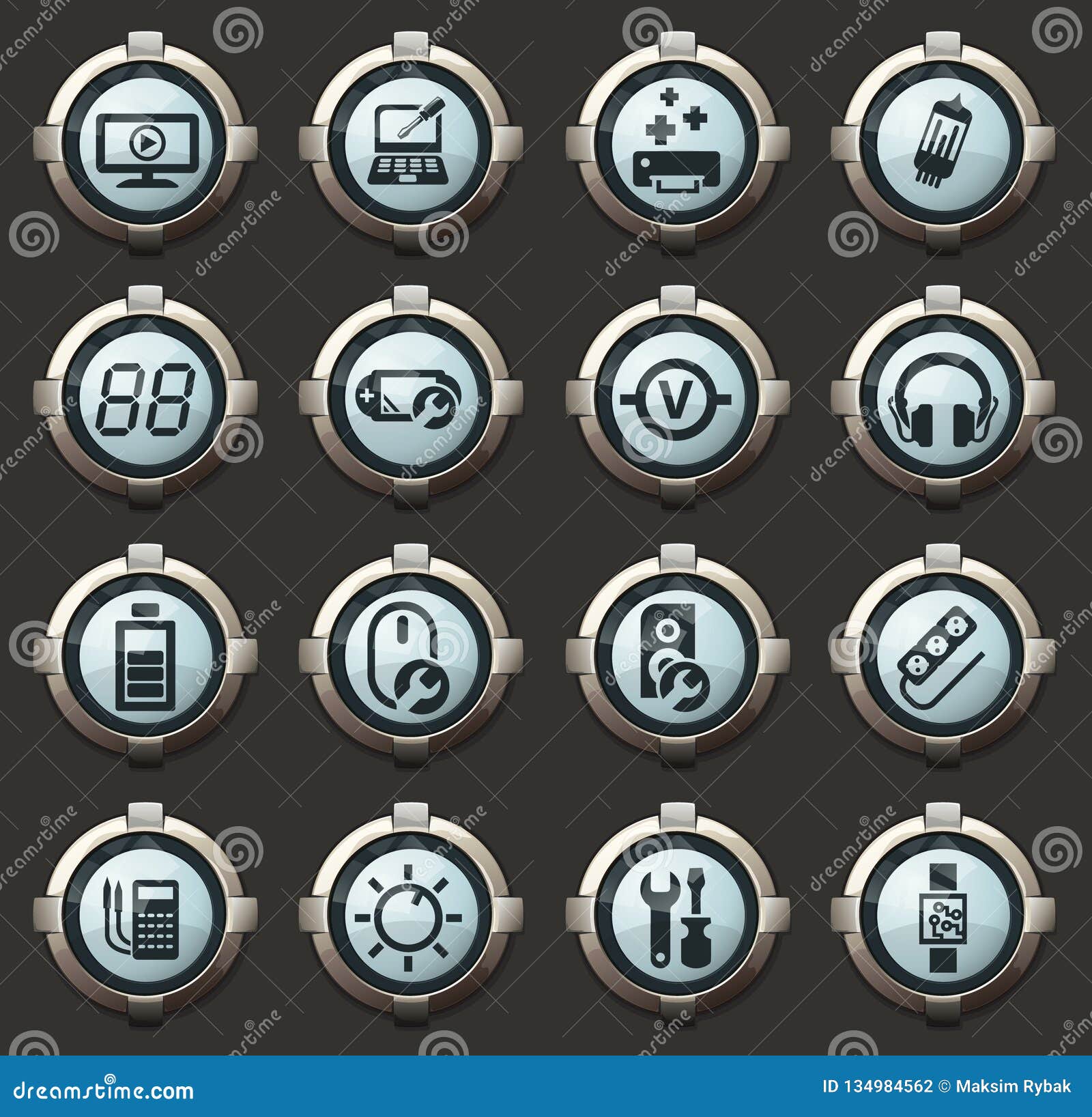 Electronic Repair Icons Set Stock Illustration - Illustration of ...
