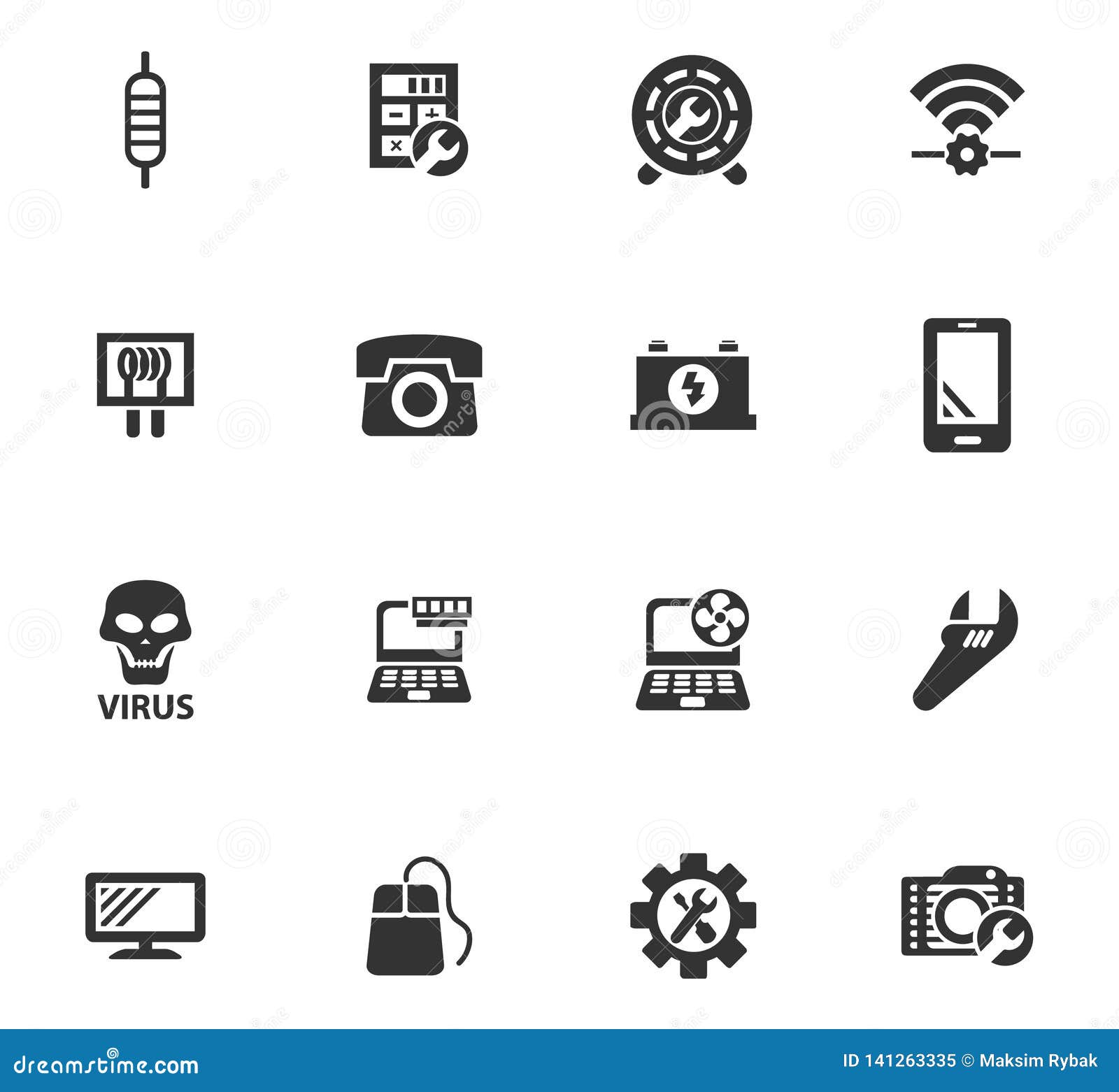 Electronic Repair Icons Set Stock Vector - Illustration of calculator ...