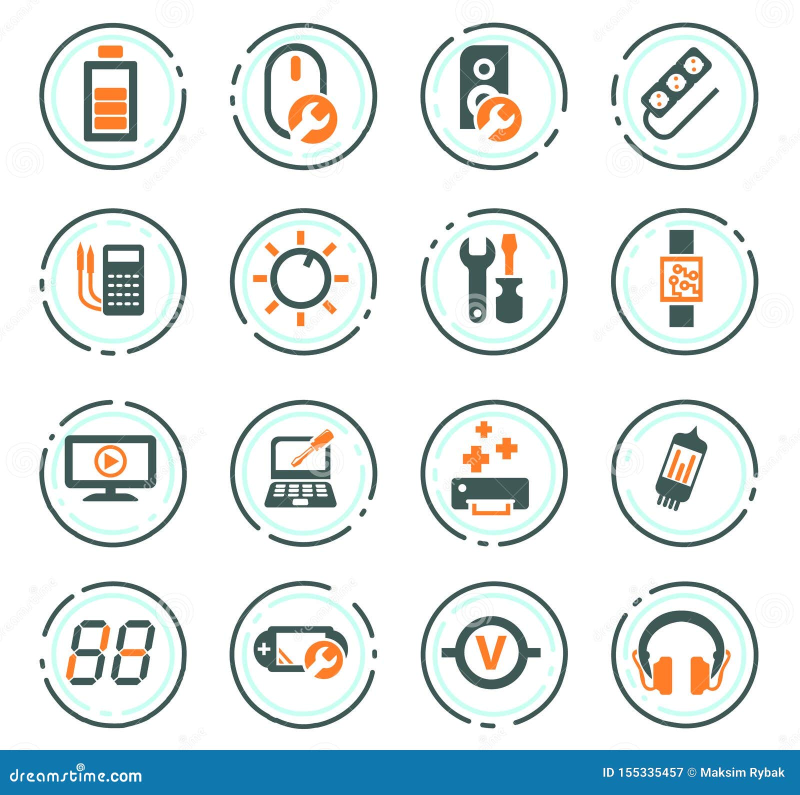 Electronic Repair Icons Set Stock Vector - Illustration of electrical ...