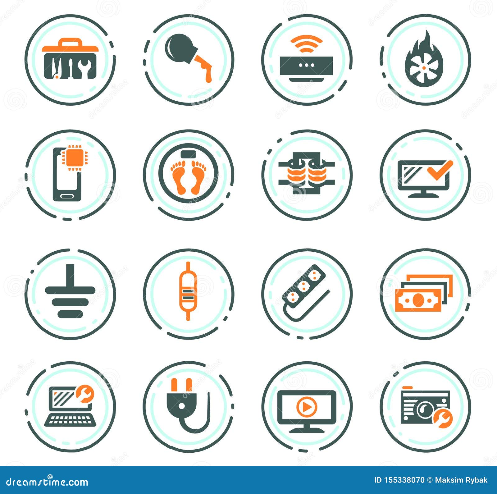 Electronic Repair Icons Set Stock Vector - Illustration of electronic ...