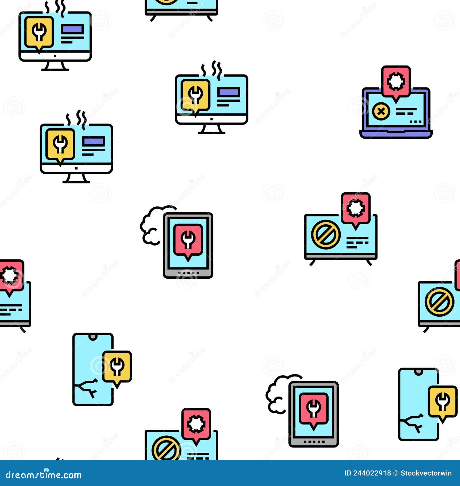 Electronic Repair Vector Seamless Pattern Stock Vector - Illustration ...
