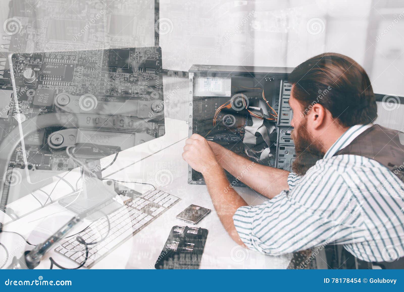 Electronic Repairman Workplace Double Exposure Stock Photos - Free ...