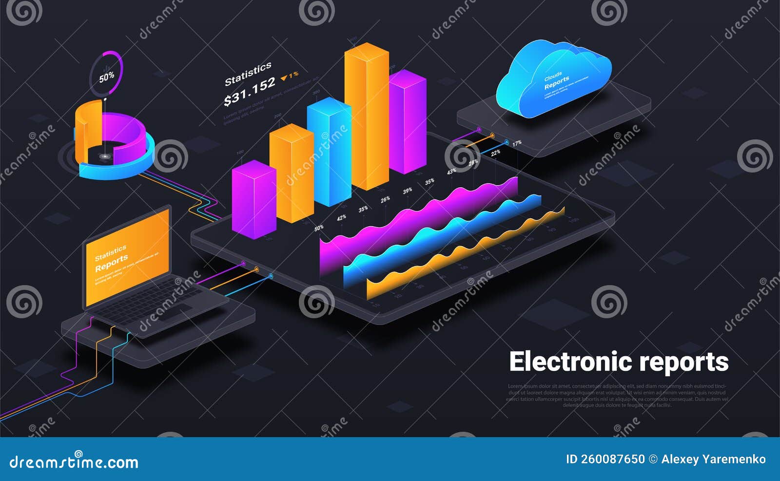 Electronic Reporting Concept Stock Vector - Illustration of report ...