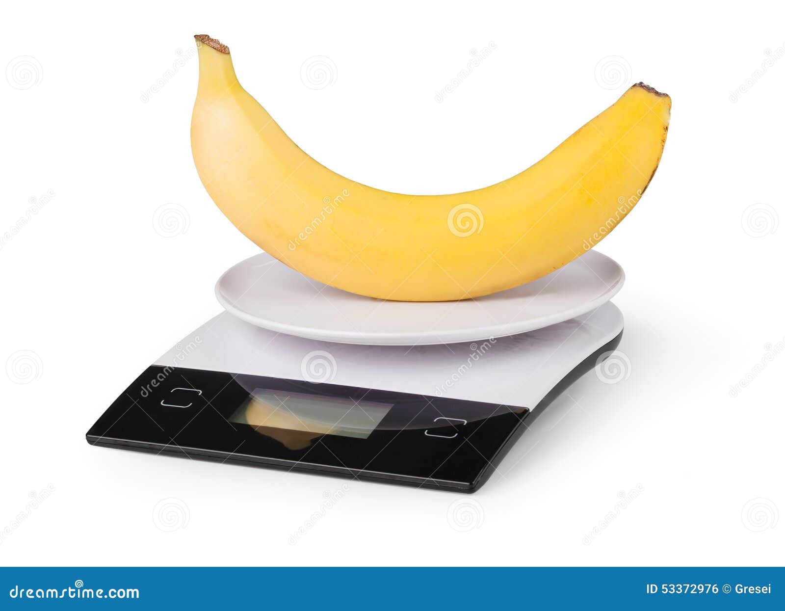Electronic Scales with Banana Stock Photo - Image of instrument ...