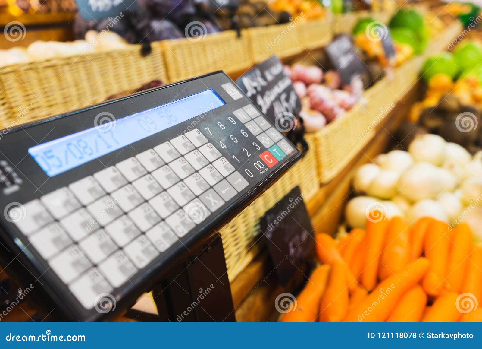 Electronic Scales and Control Panel with a Display on the Counter of ...