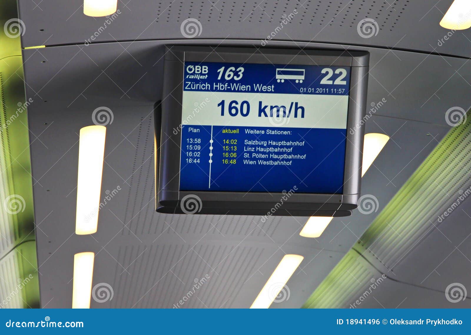 Electronic Schedule Board in the Train Editorial Photo - Image of ...