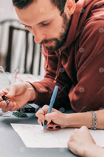 Electronic Schematic Diagram Designing Stock Image - Image of ...