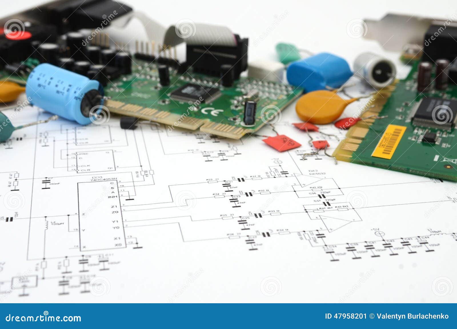 Electronic Scheme and Circuit Boards Stock Image - Image of element ...