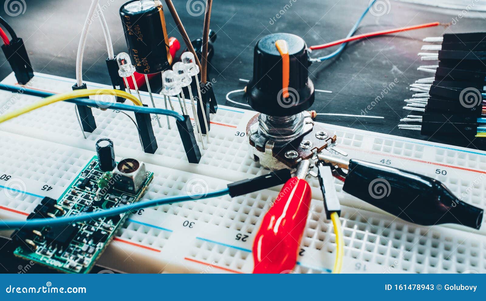 Electronic Science Engineering Breadboard Wires Stock Image - Image of ...